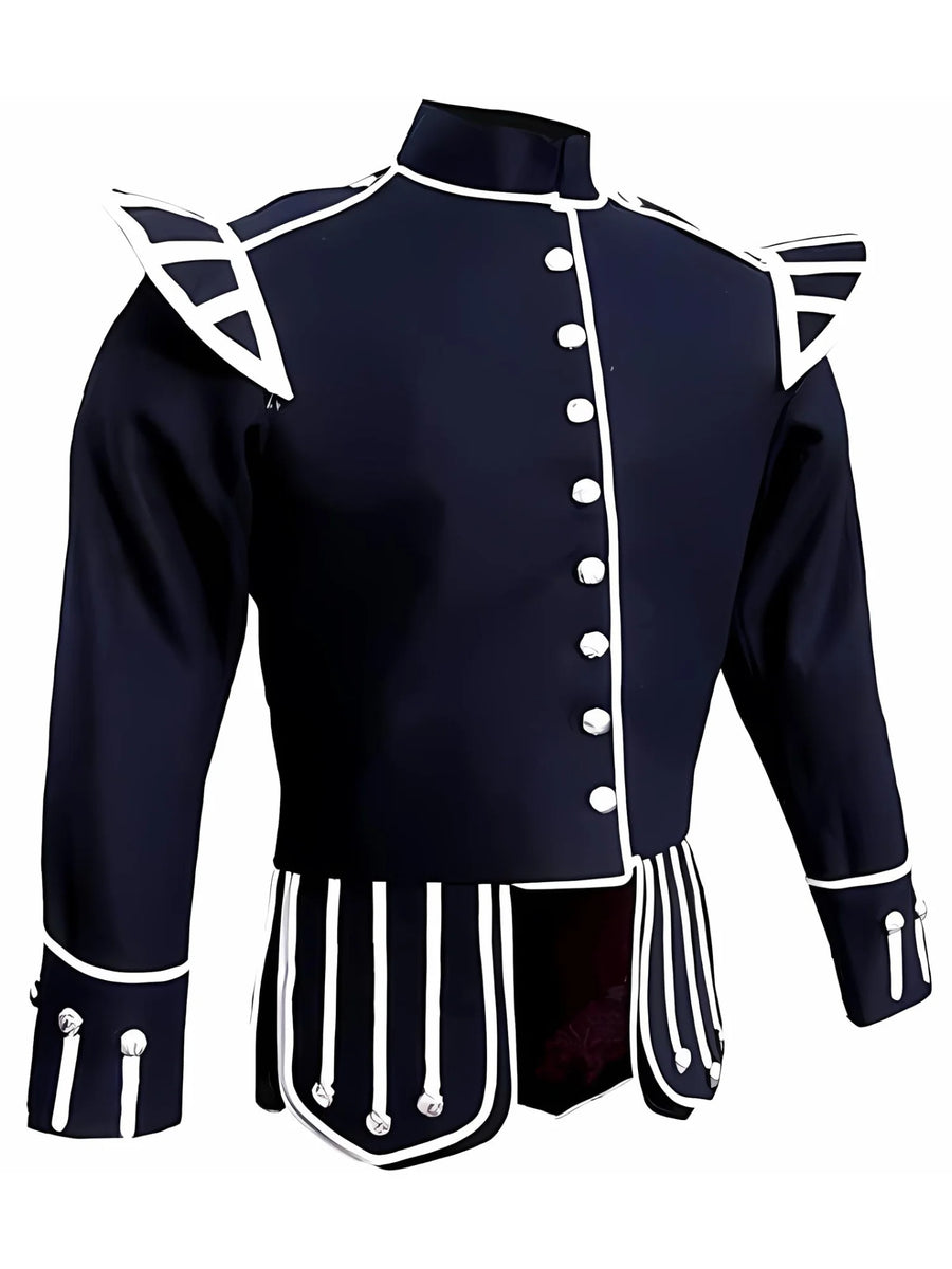 100% Wool Navy Blue Doublet Pipe Band Jacket – Kilt Box Shop