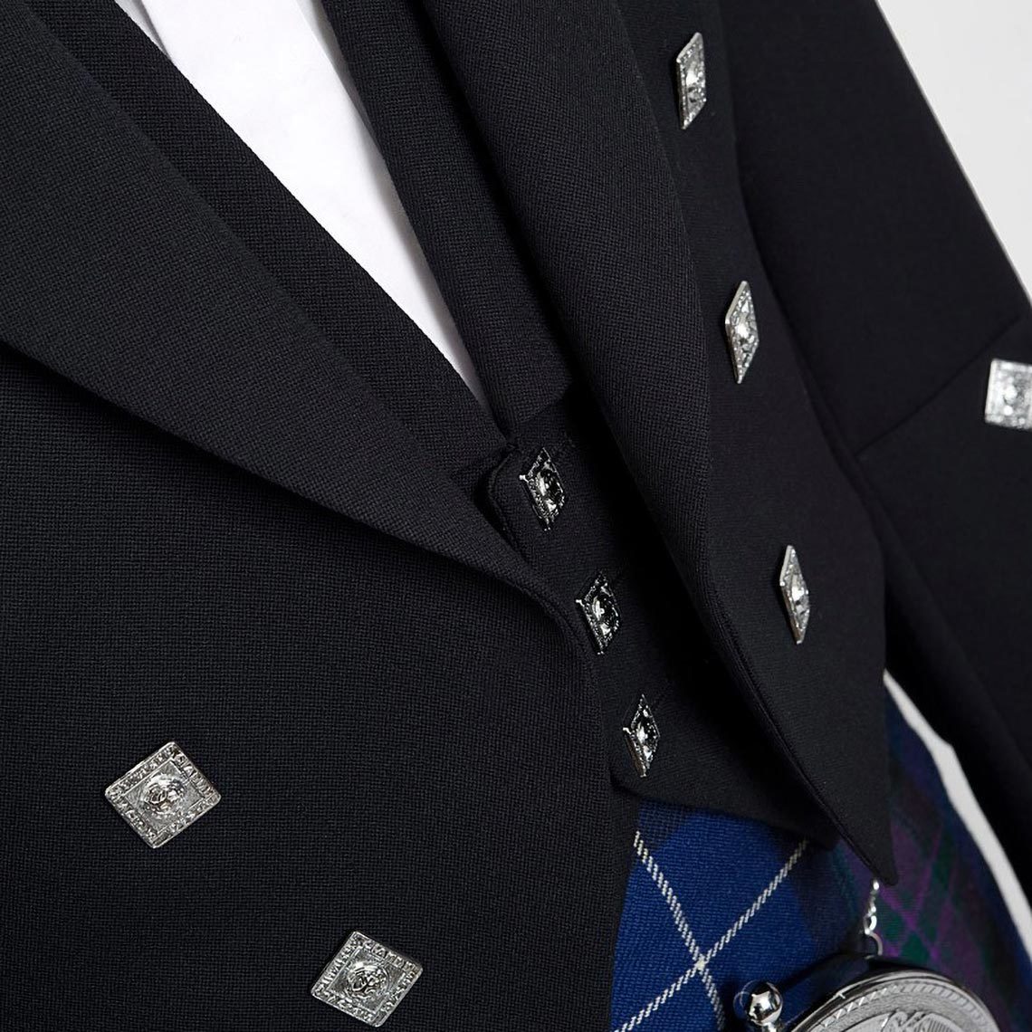 Black Prince Charlie Jacket and Vest – 100% Wool Scottish Style – Kilt ...